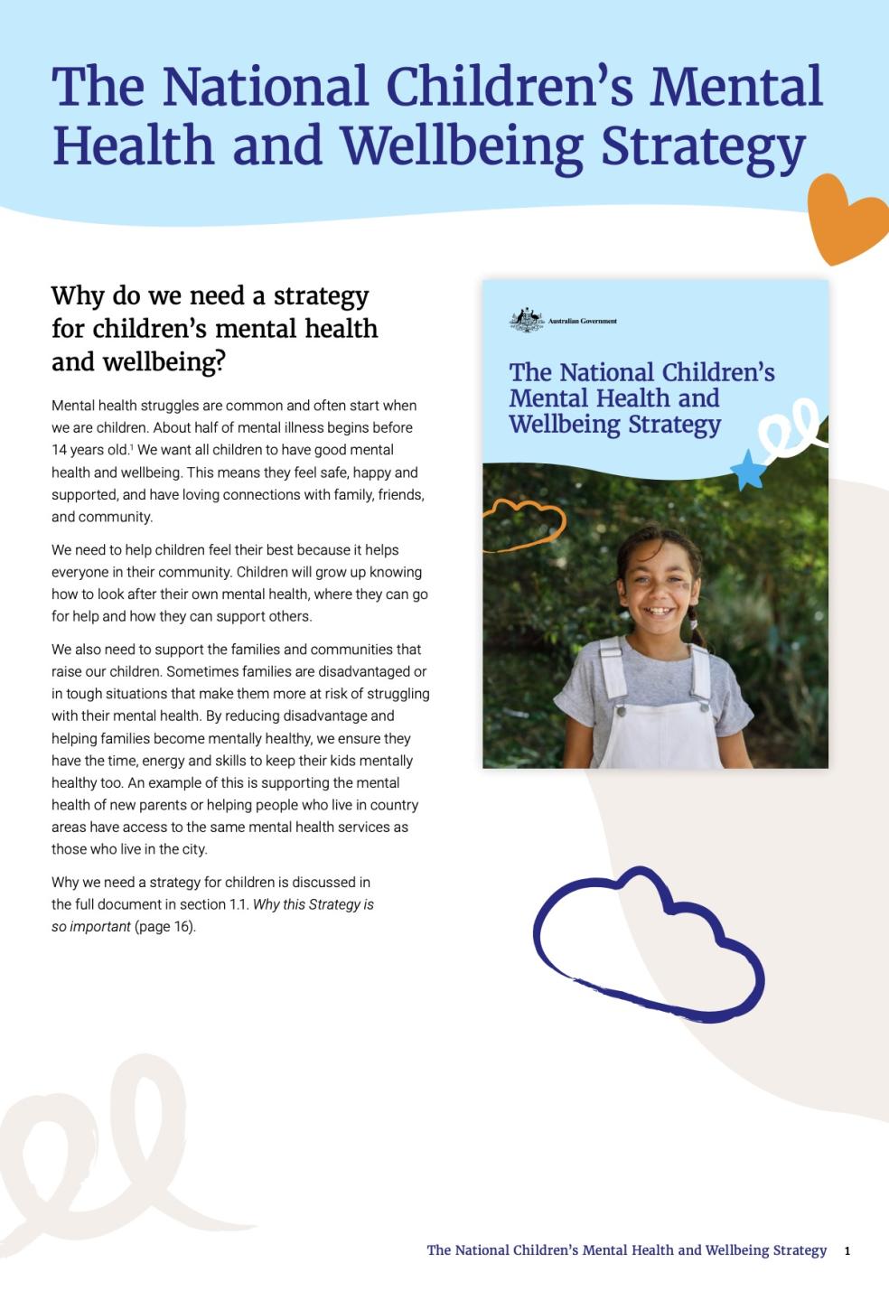 National Children's Mental Health and Wellbeing Strategy - Summary ...